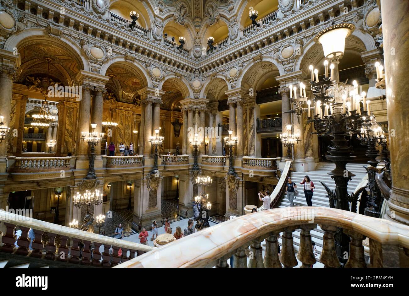 The grand staircase of the Palais Garnier Opera National de Paris.Paris ...
