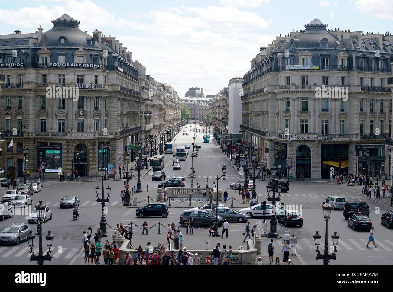 The view of Place de l'Opera and Avenue de l'Opera from the balcony of ...