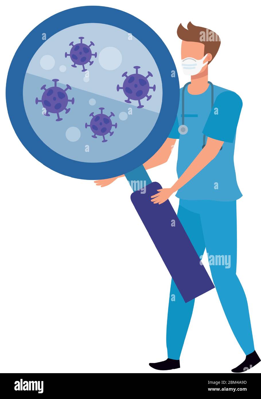 Magnifying glass particles covid Stock Vector Images - Alamy