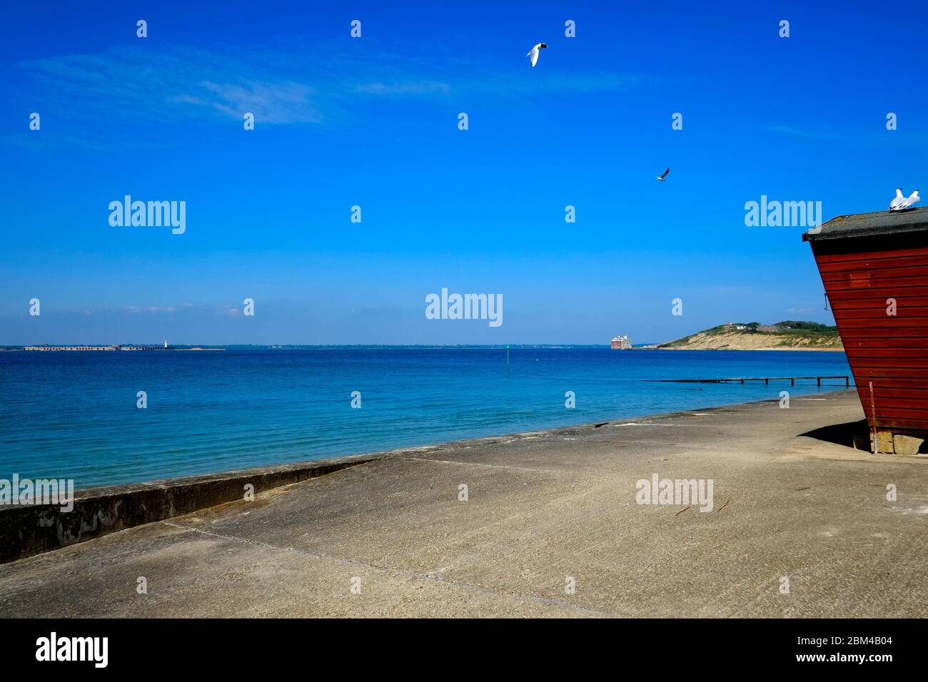 Colwell Bay Isle of Wight bright sunny conditions calm sea looking ...