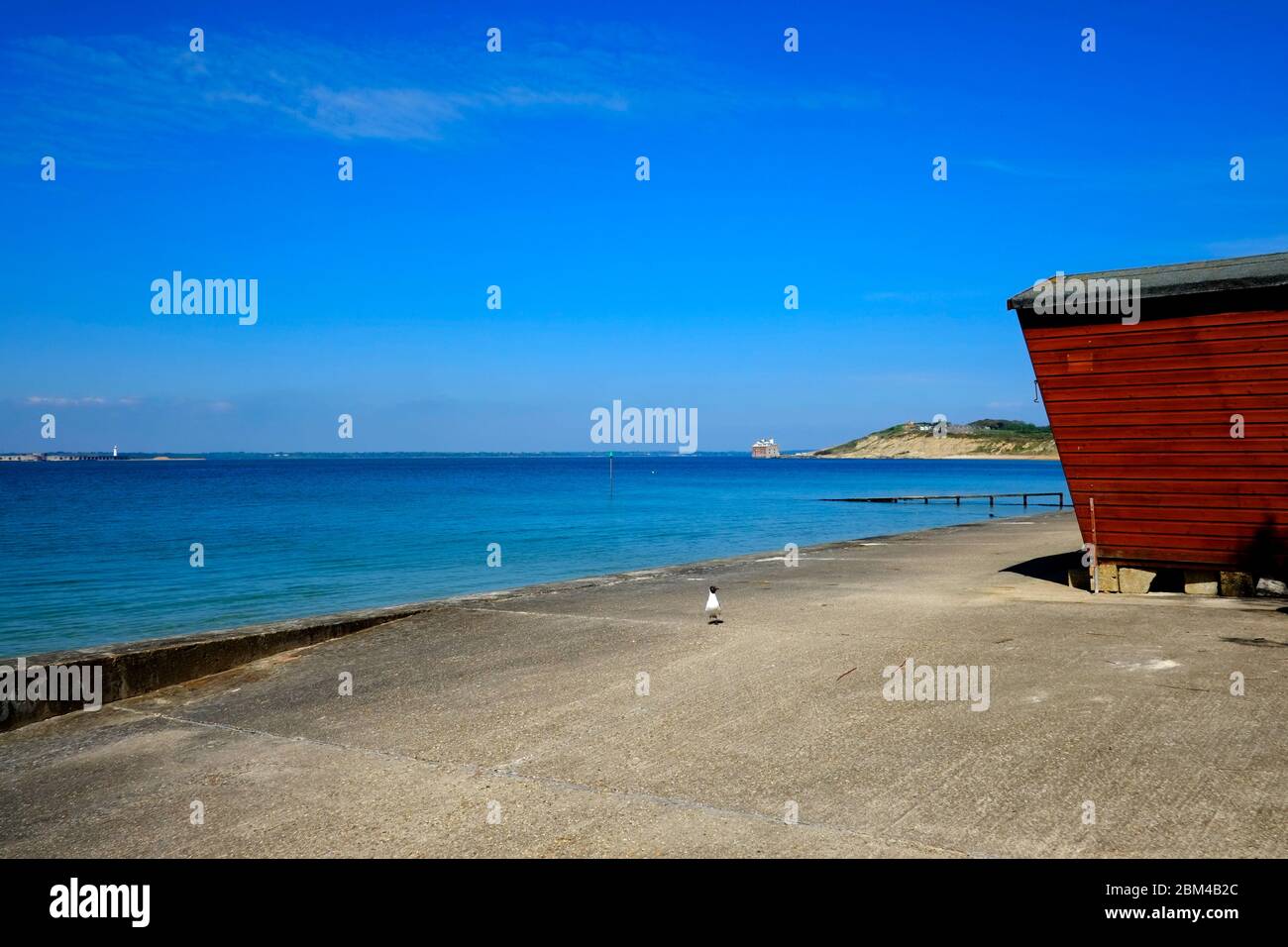 Colwell Bay Isle of Wight bright sunny conditions calm sea looking ...