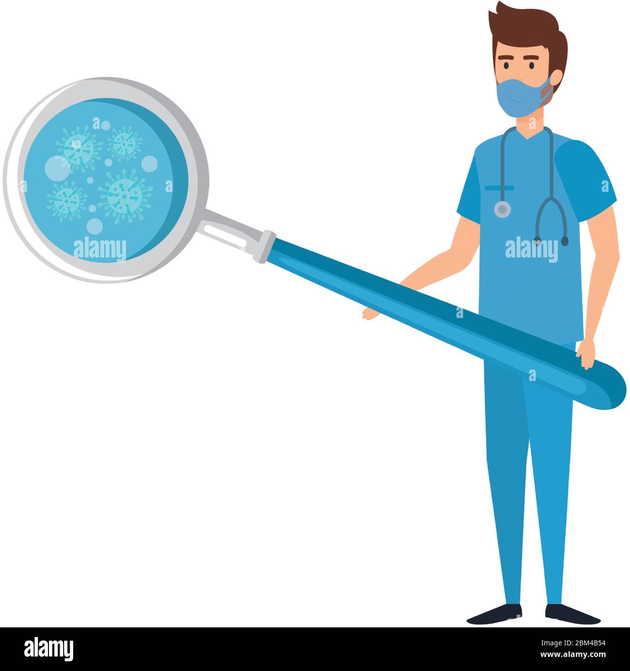 Magnifying glass particles covid Stock Vector Images - Alamy