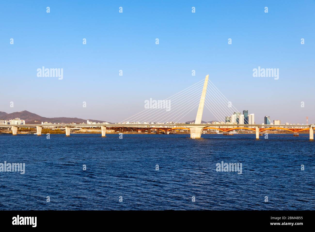 Seoul, South Korea - March 22, 2020. Seoul Hangang World Cup Bridge.2nd ...