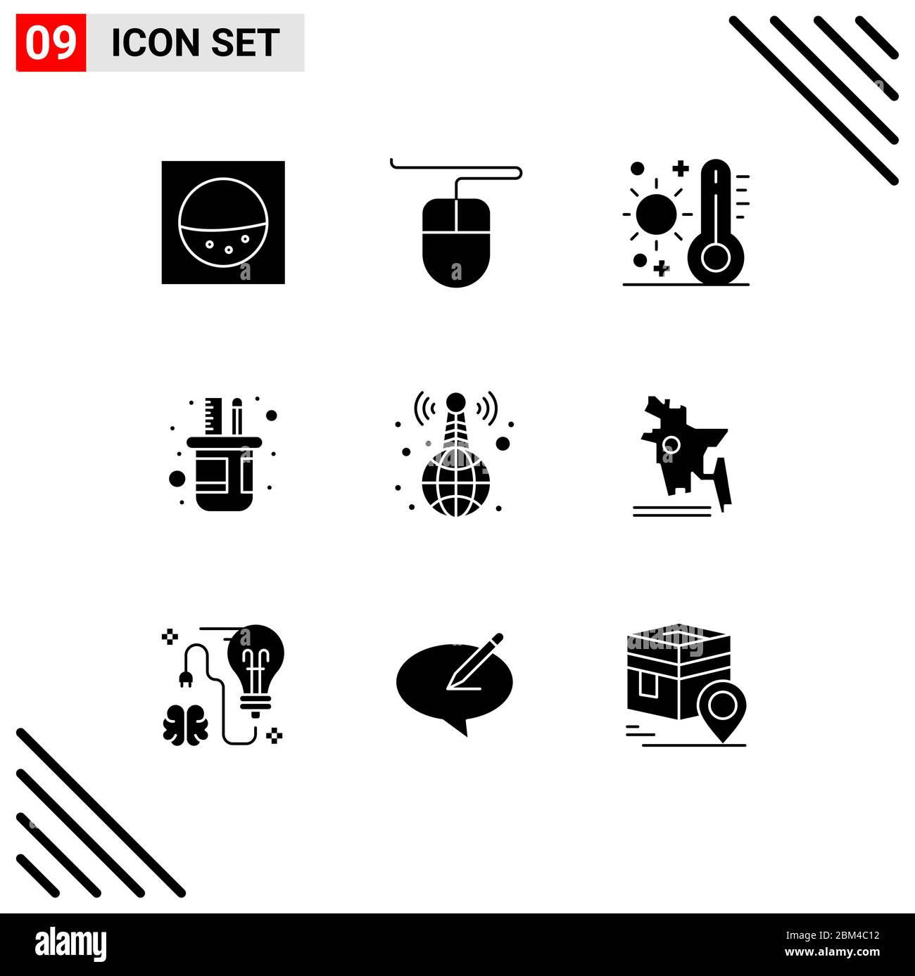 9 Universal Solid Glyph Signs Symbols of map, live, weather ...