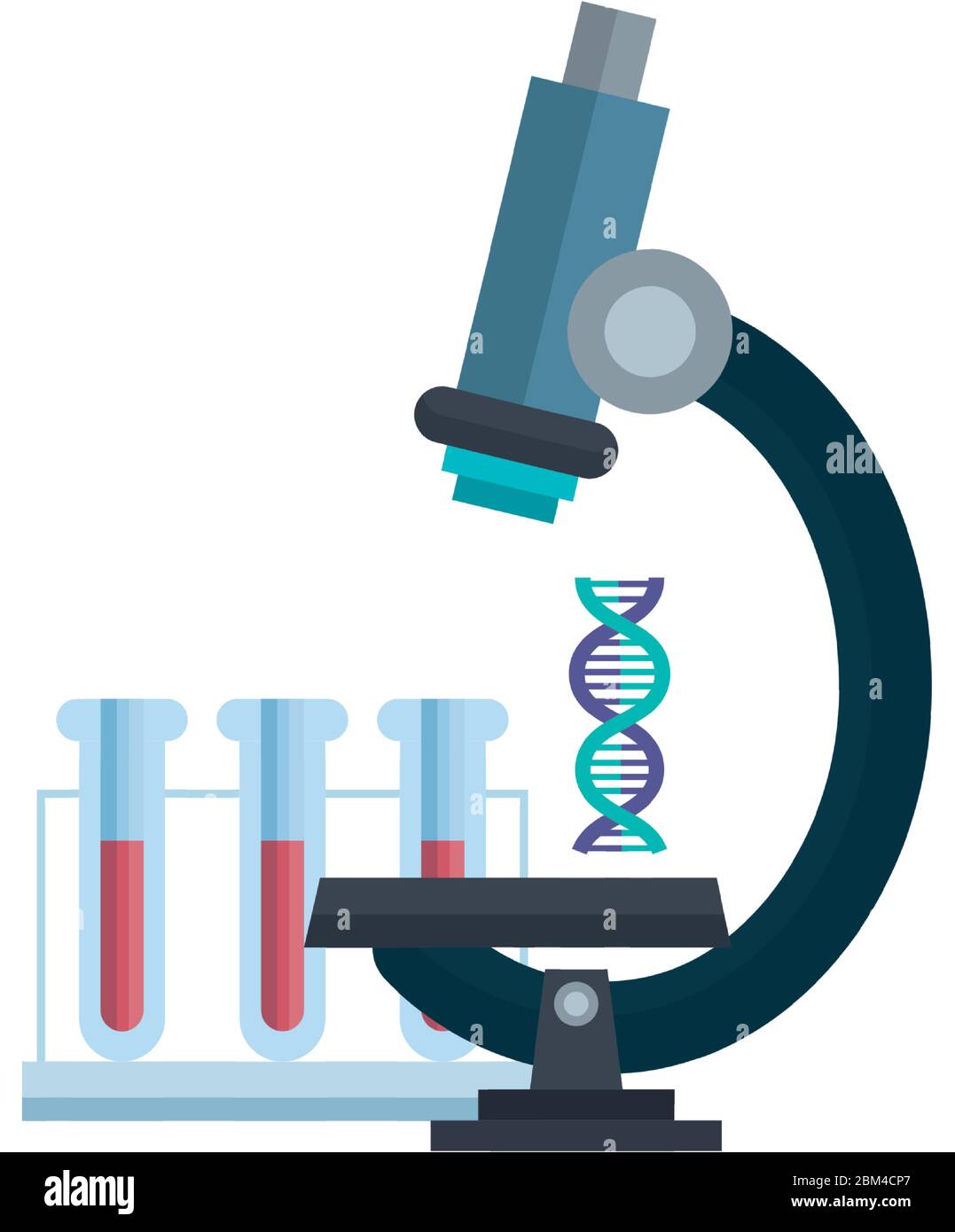 microscope laboratory with dna structure and tubes test Stock Vector ...