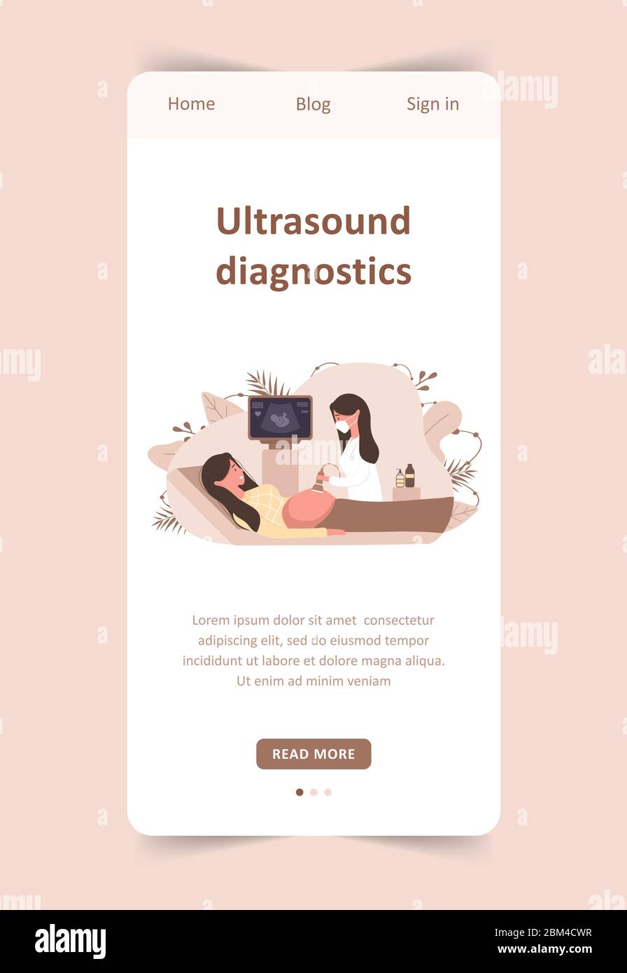 Ultrasound pregnancy screening concept landing page. Female doctor ...