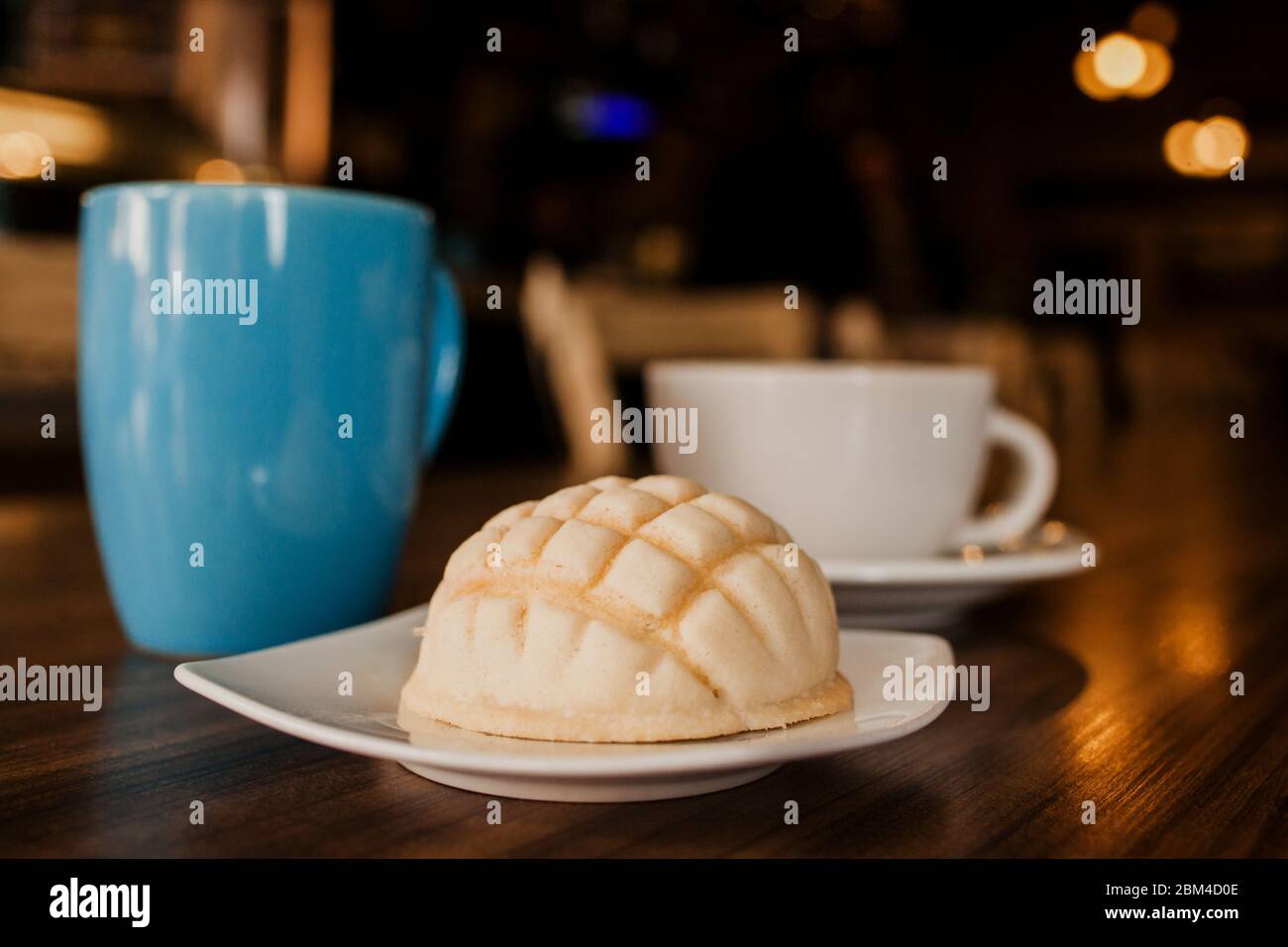 concha mexican bread and coffee cup is a breakfast in mexico city Stock ...