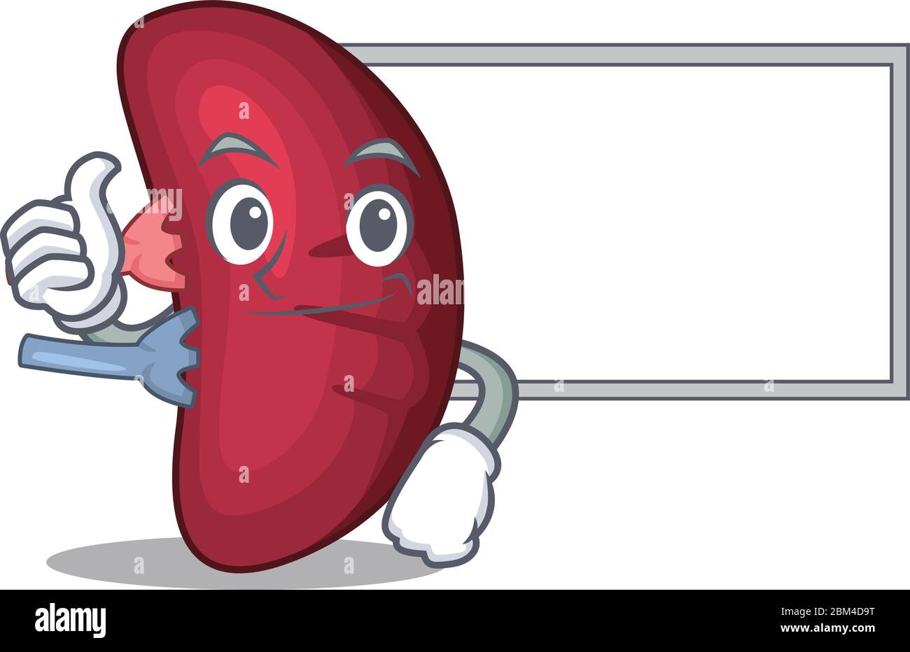 Humorous human spleen cartoon design Thumbs up bring a white board ...