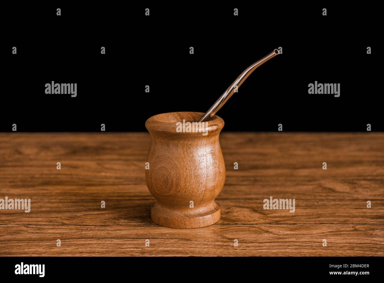 yerba mate tea traditional in Argentina on a black background Stock ...