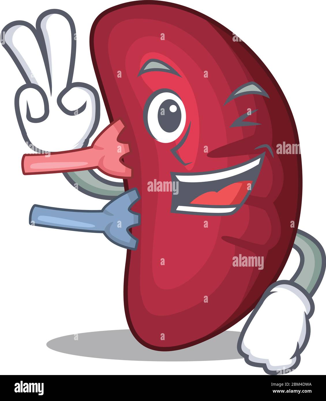 Happy human spleen cartoon design concept with two fingers Stock Vector ...