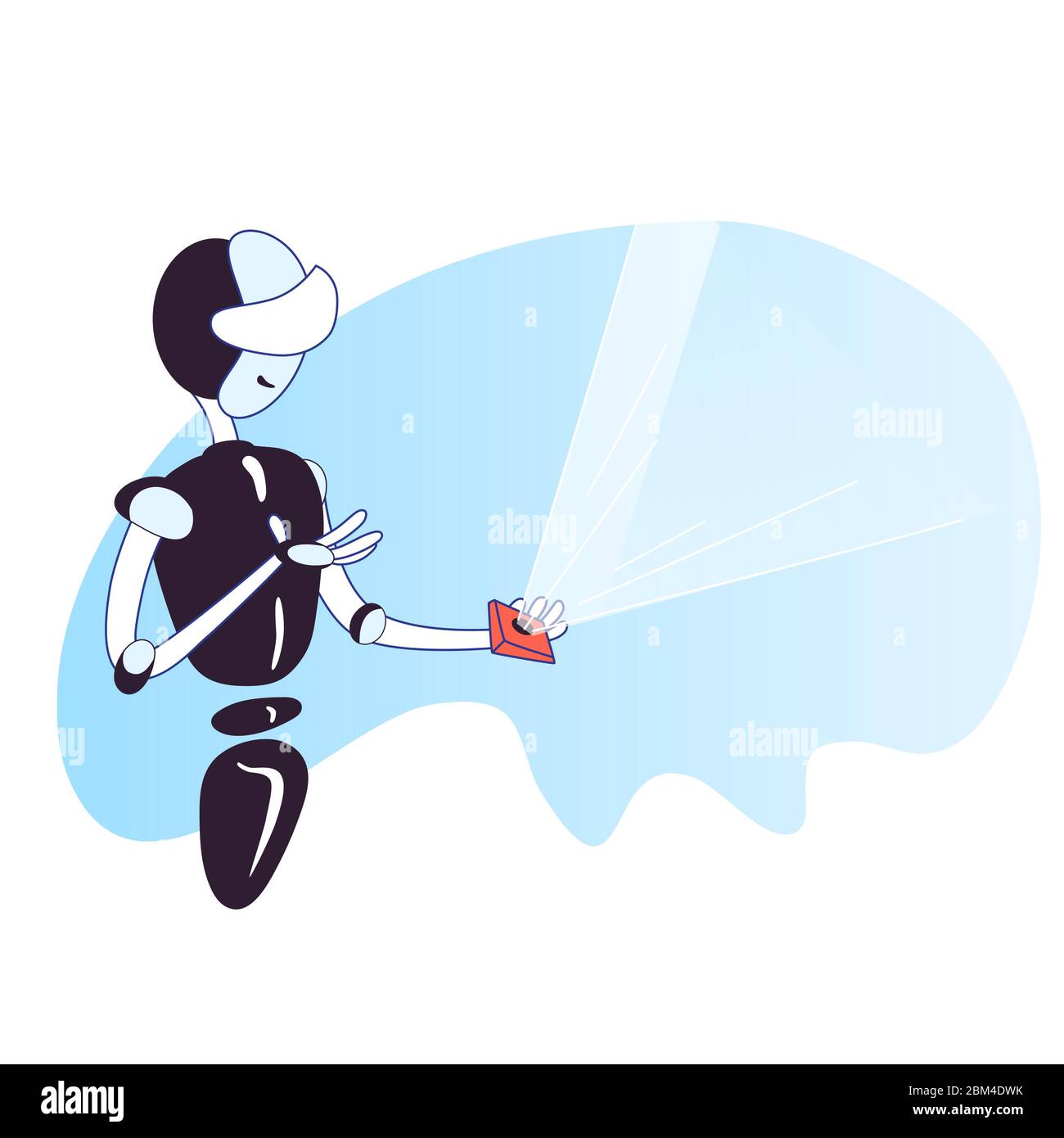 Vector cartoon illustration of Artificial Intelligence robot scanning ...
