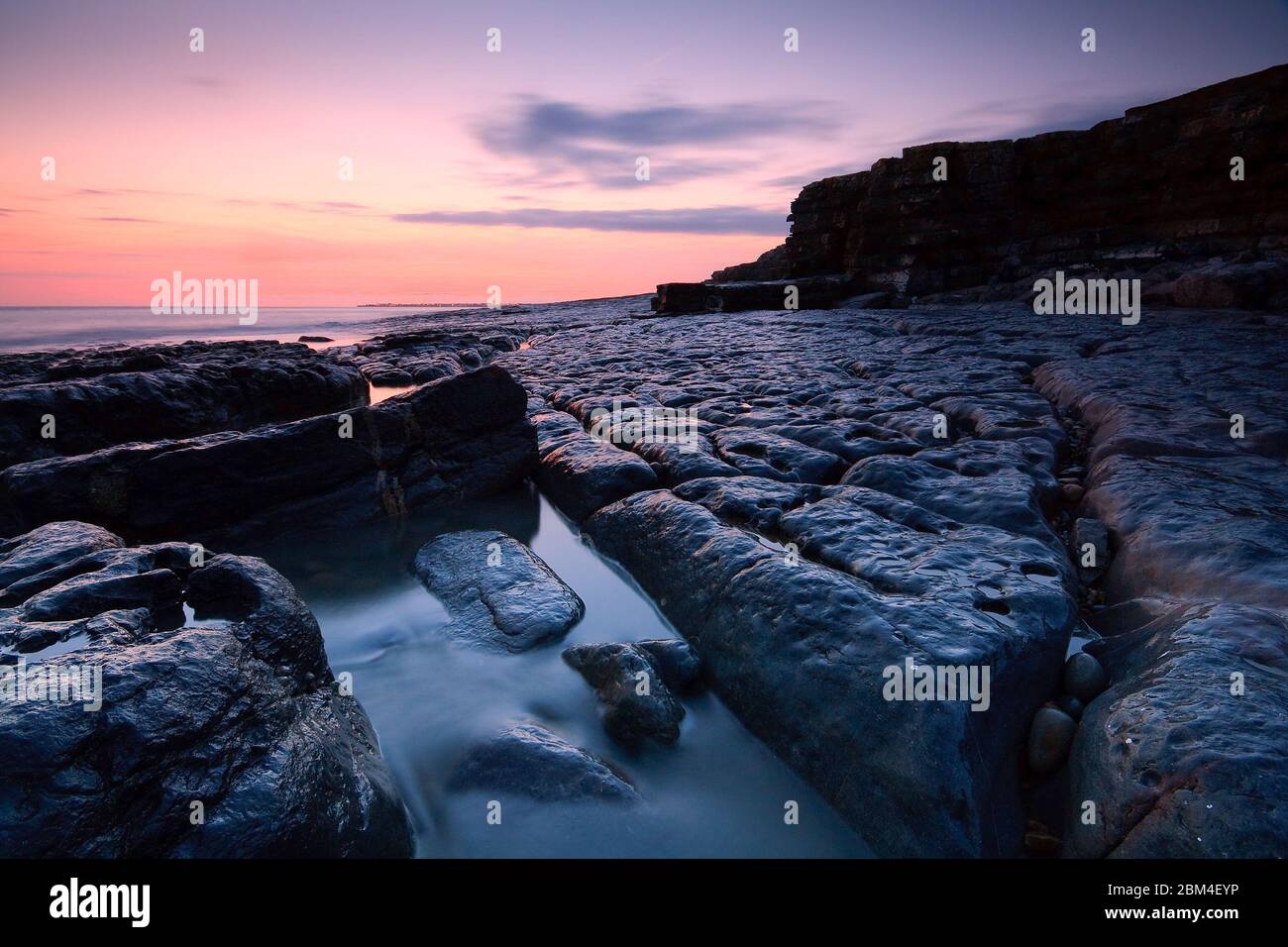 Seascape taken on Monknash beach in Glamorgan, Wales, UK Stock Photo ...