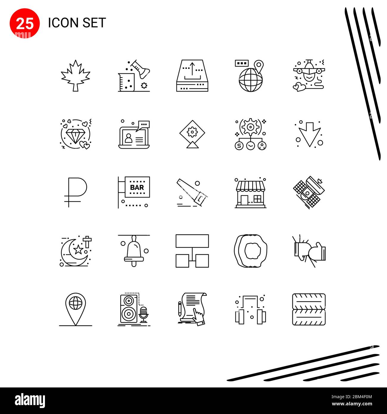 Stock Vector Icon Pack of 25 Line Signs and Symbols for airplane ...