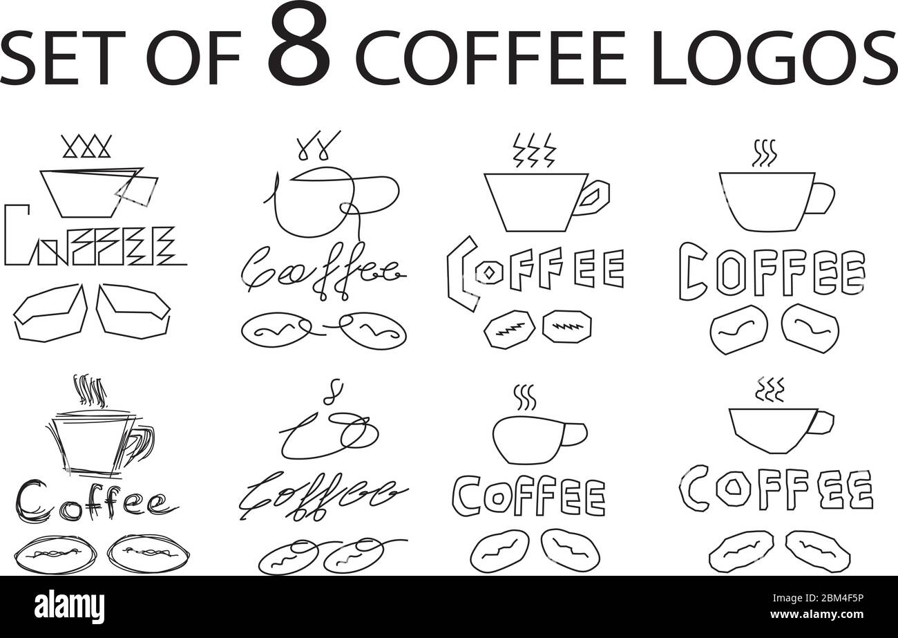 set of 8 coffee cafe logos in vector Stock Vector Image & Art - Alamy