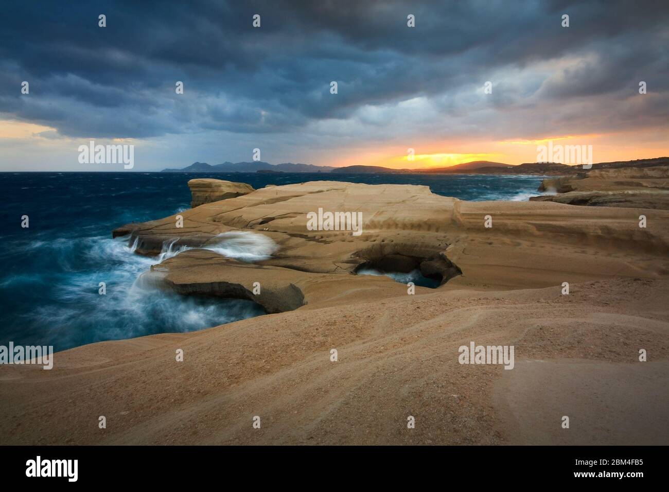 Rock formations on Sarakiniko beach in Milos island, Greece Stock Photo ...