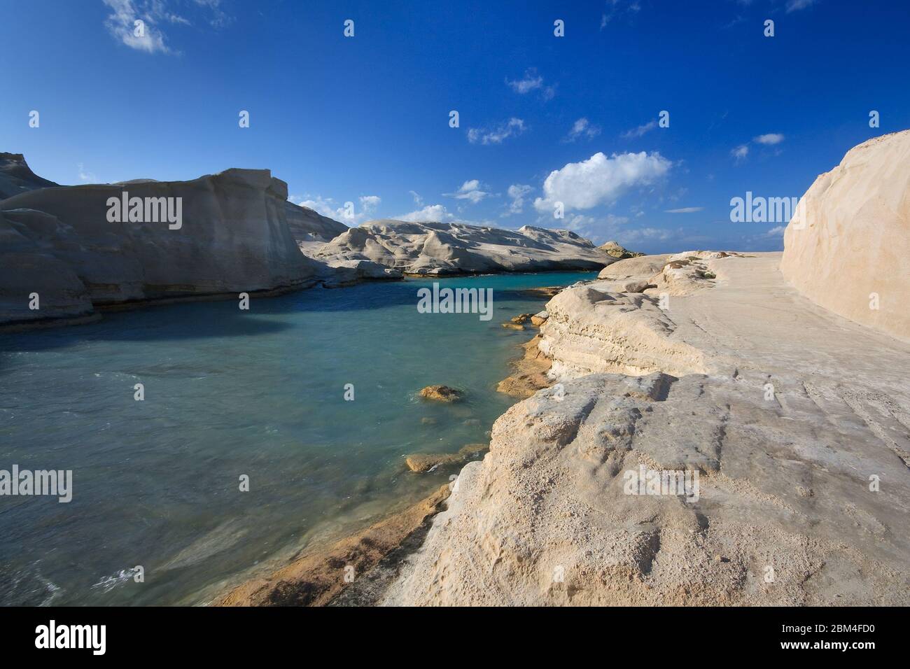 White rock formations on Sarakiniko beach in Milos island, Greece Stock ...