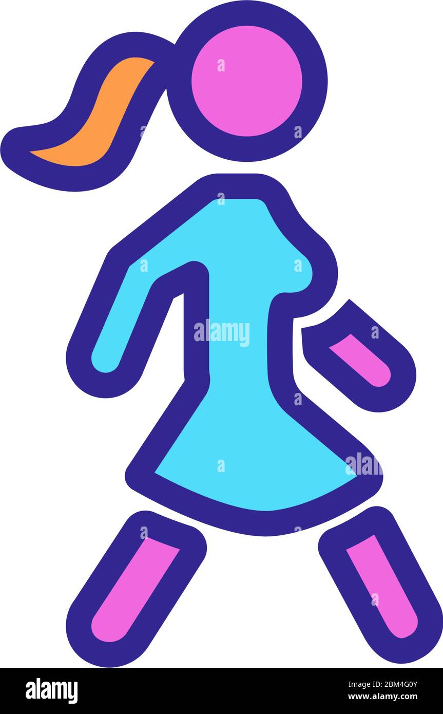 walking moving girl icon vector outline illustration Stock Vector Image ...