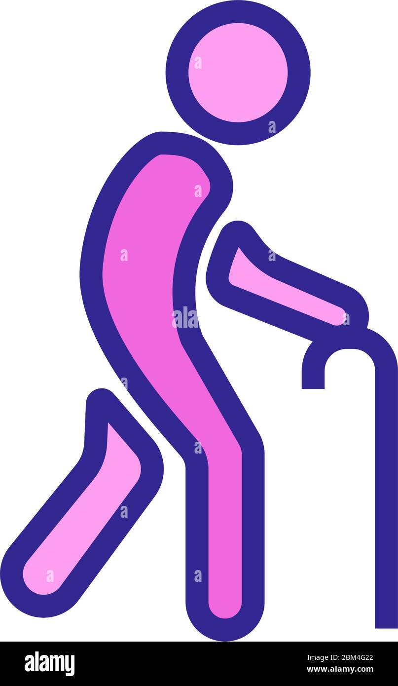 old man walking with wand icon vector outline illustration Stock Vector ...