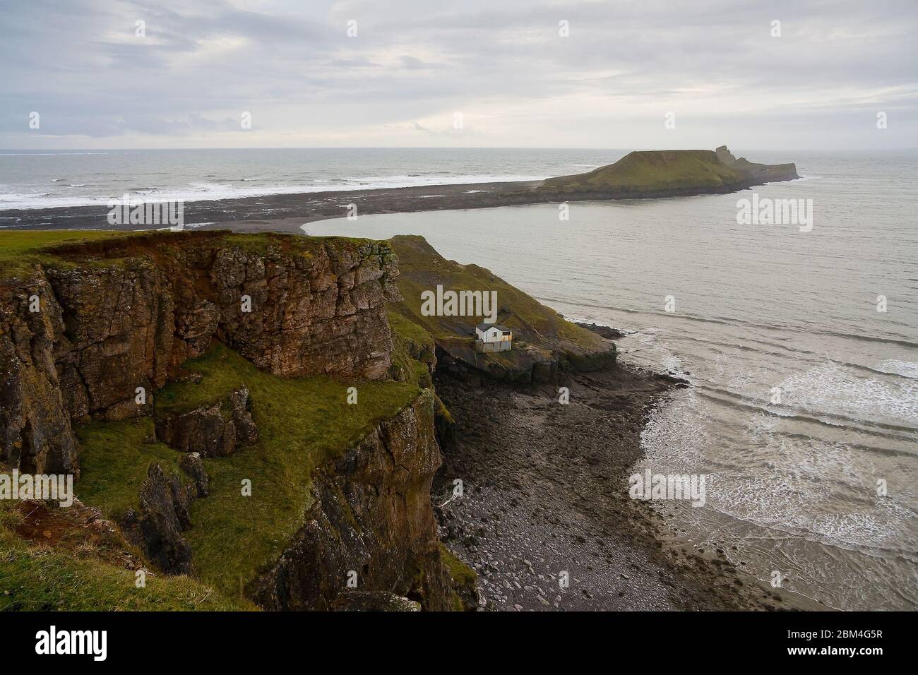 Rhossili Bay and Worm's Head in Glamorgan, Wales, UK Stock Photo - Alamy