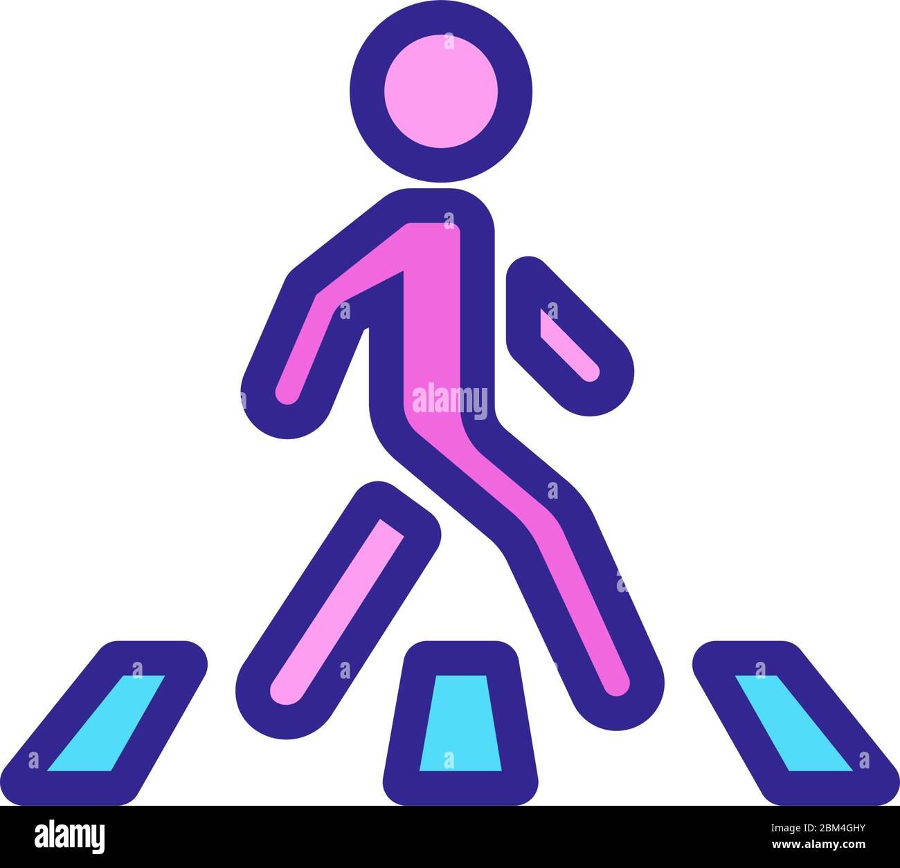 moving man on pedestrian crossing icon vector outline illustration ...