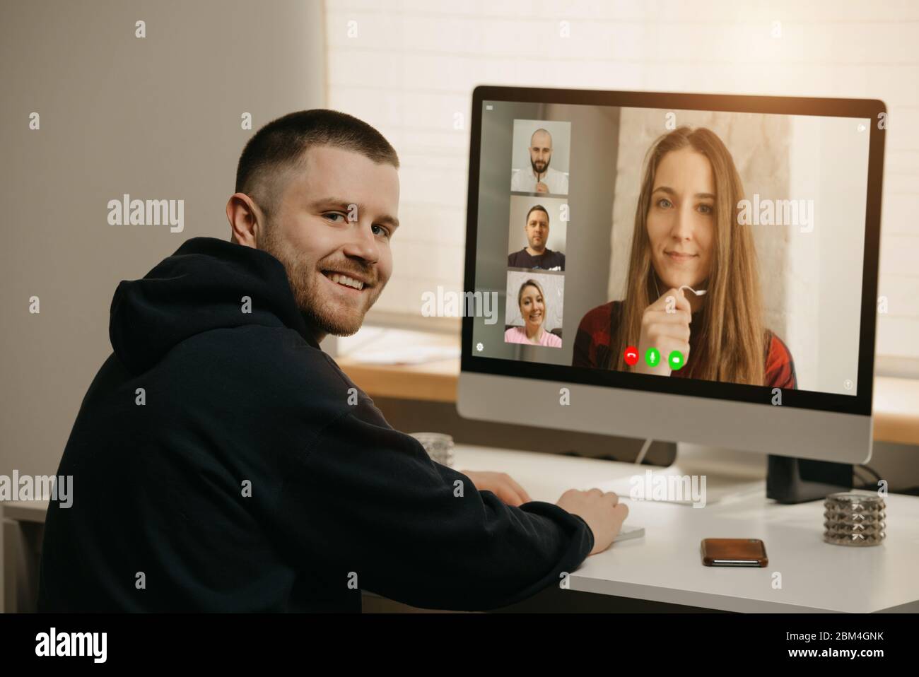 Distracted during work meeting hi-res stock photography and images - Alamy