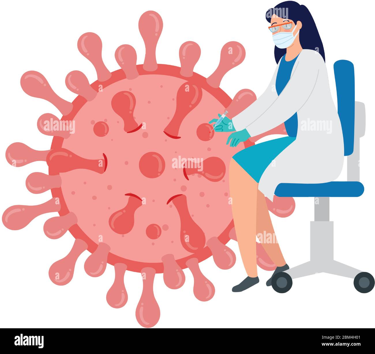 doctor female with particle covid 19 isolated icon Stock Vector Image ...
