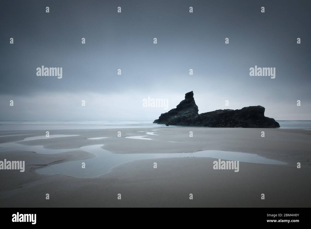 Sea stack on a beach in Cornwall, UK Stock Photo - Alamy