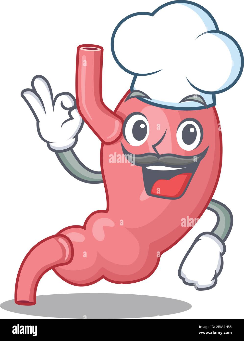 Human stomatch chef cartoon design style wearing white hat Stock Vector ...