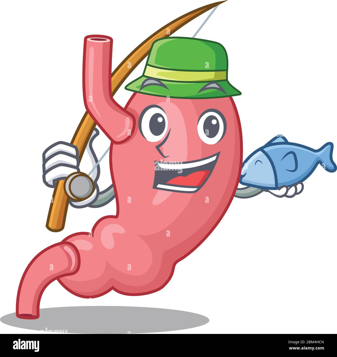 Cartoon design concept of human stomatch while fishing Stock Vector ...