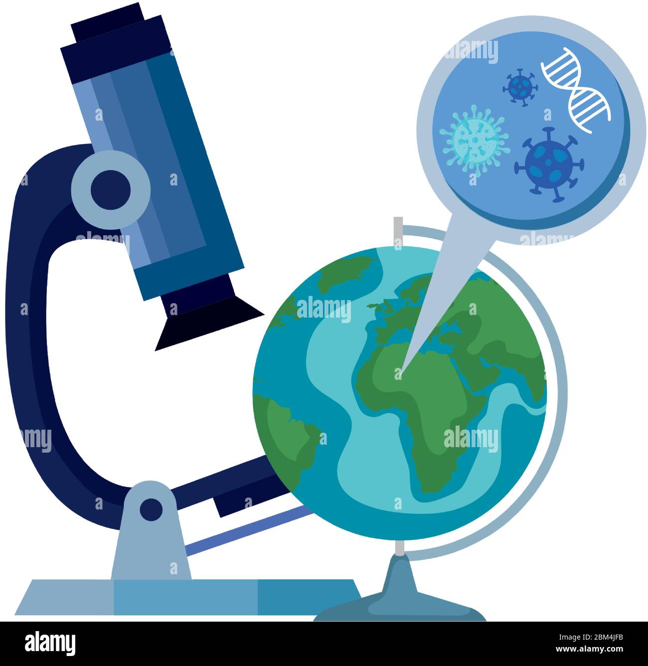microscope with world planet and microorganisms Stock Vector Image ...