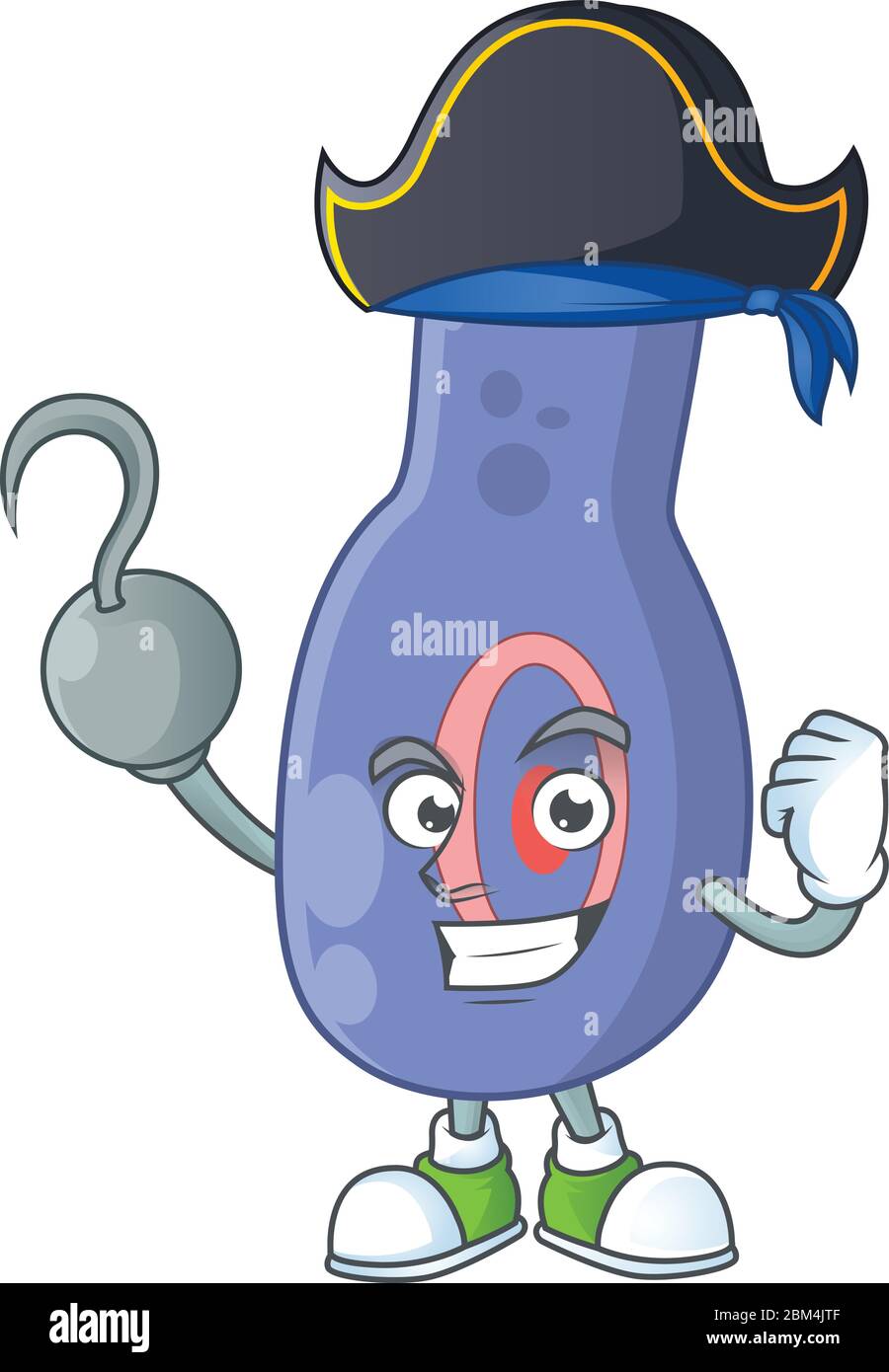 Cool pirate of clostrisium botulinum cartoon design style with one hook ...