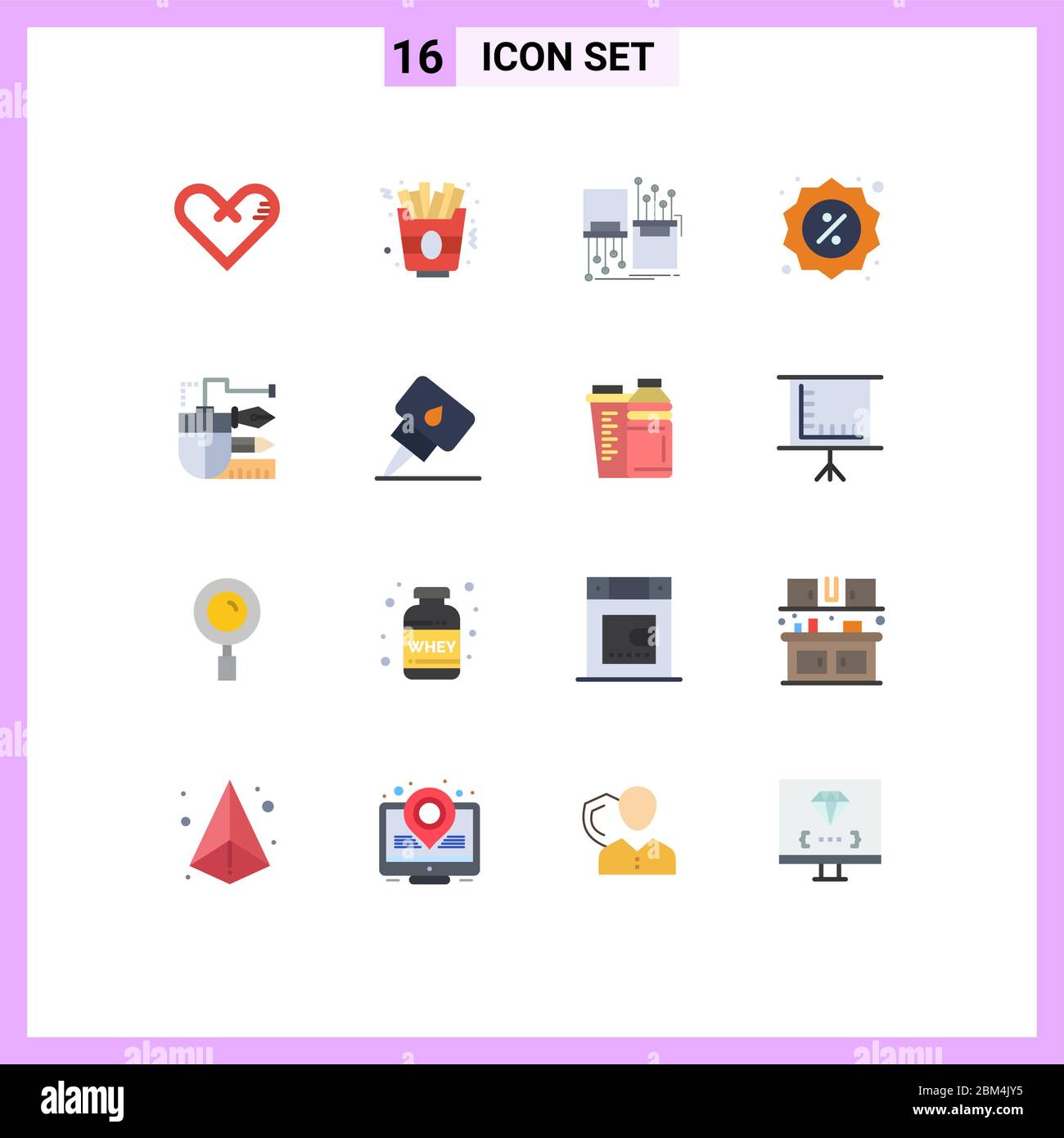 Set of 16 Modern UI Icons Symbols Signs for mouse, market, digital ...