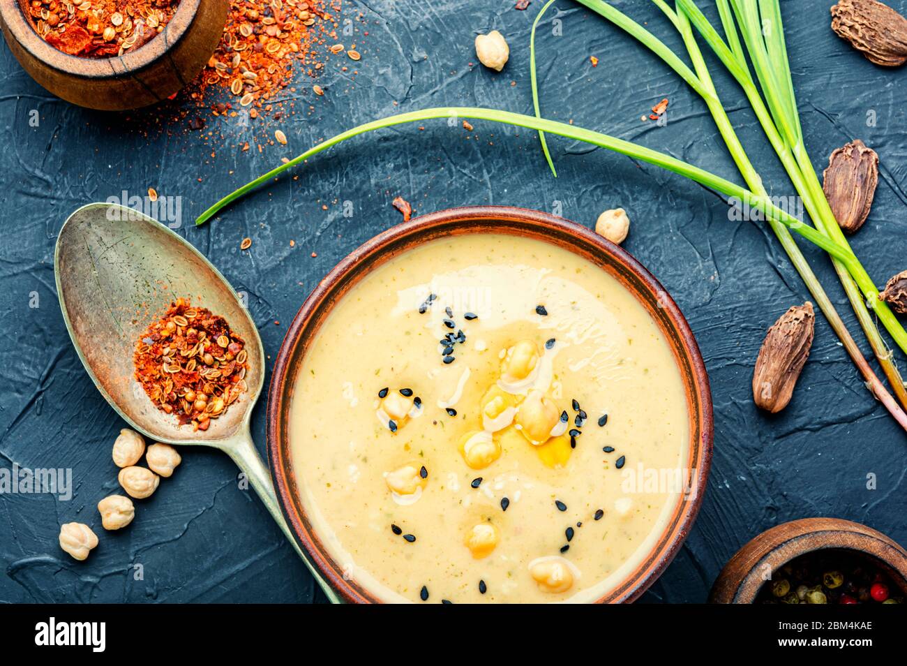 Hummus, a cold appetizer of chickpeas puree. Popular Middle Eastern ...
