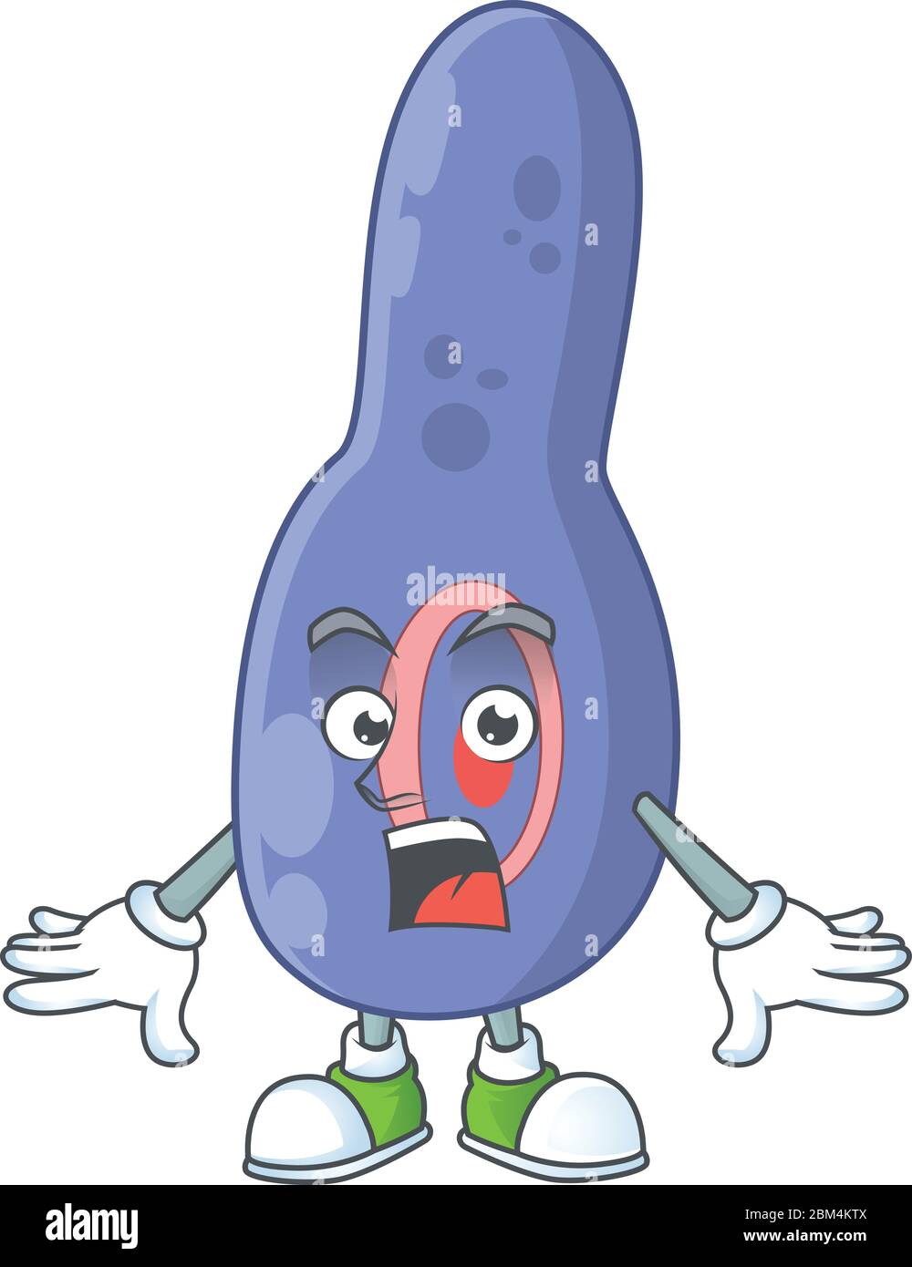 A cartoon design of clostrisium botulinum showing an amazed gesture ...