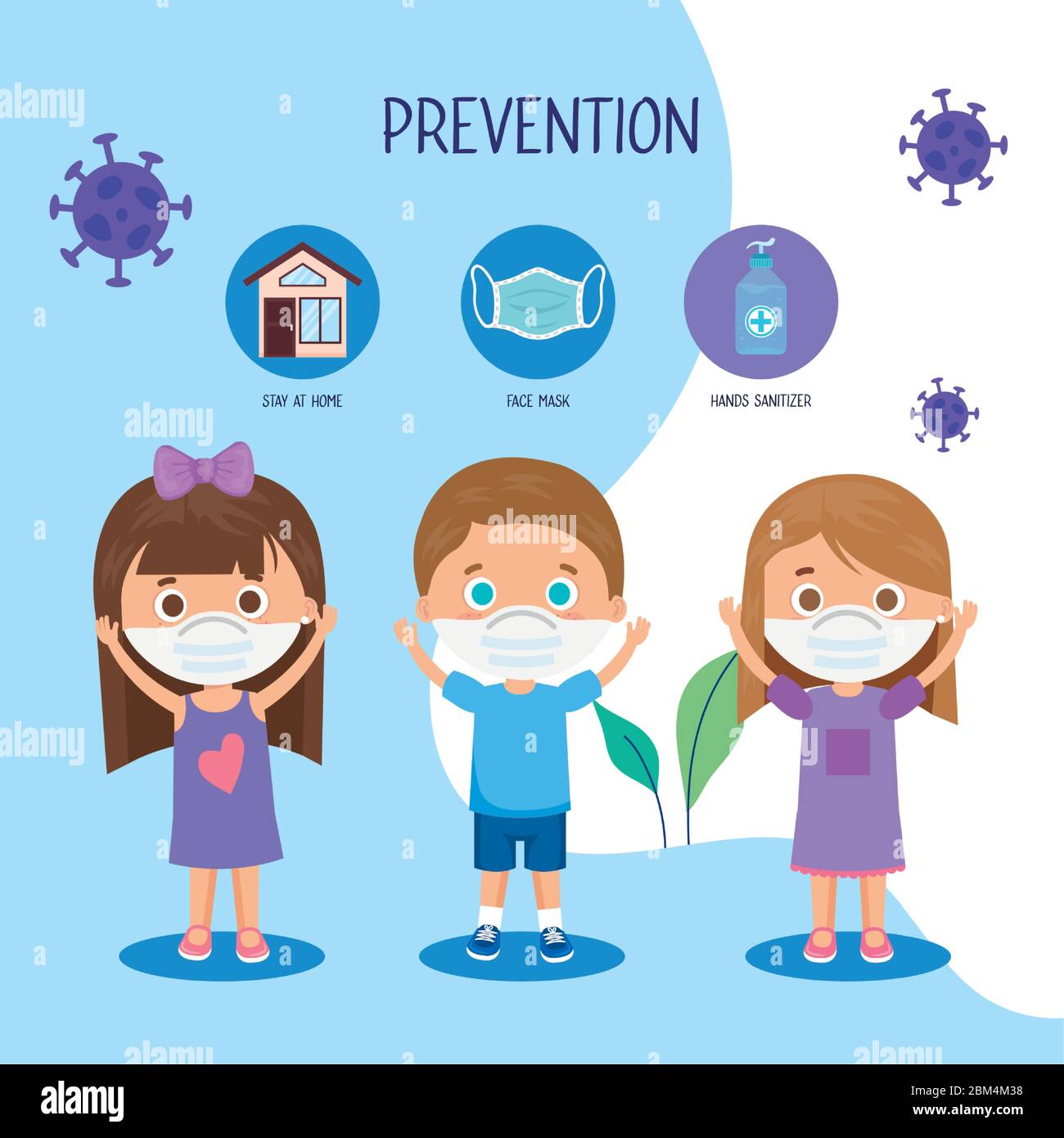 children using face mask with campaign prevention 2019 ncov Stock ...