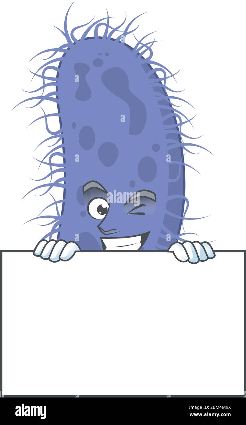 Sneaky salmonella typhi cartoon character style hiding behind a board ...