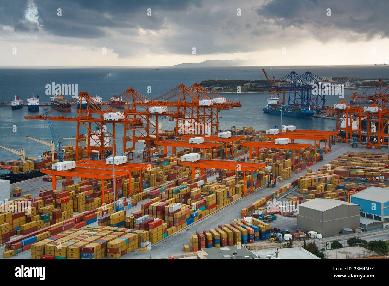 Container port in Piraeus in Athens Stock Photo - Alamy
