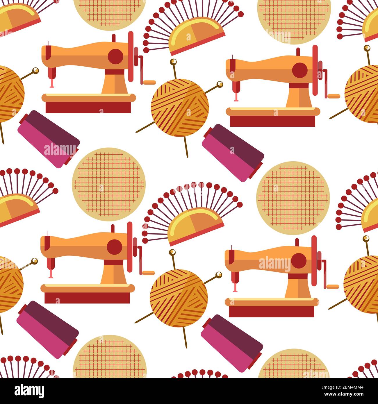 Tailoring And Clothes Sewing Dressmaking Seamless Pattern Vector Stock