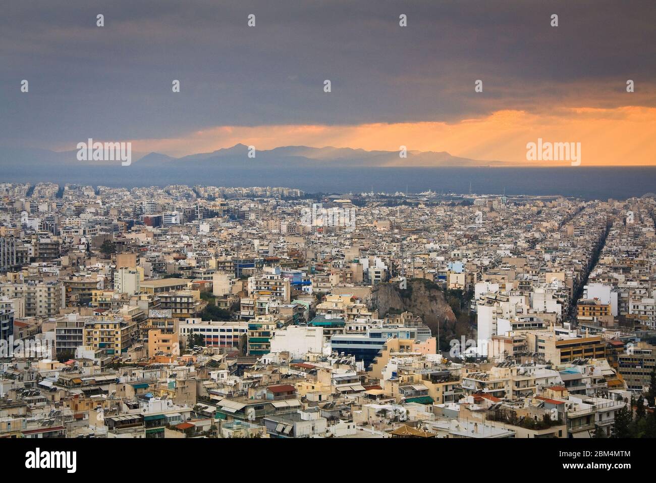 Evening view of Athens from Filopappou Hill Stock Photo - Alamy