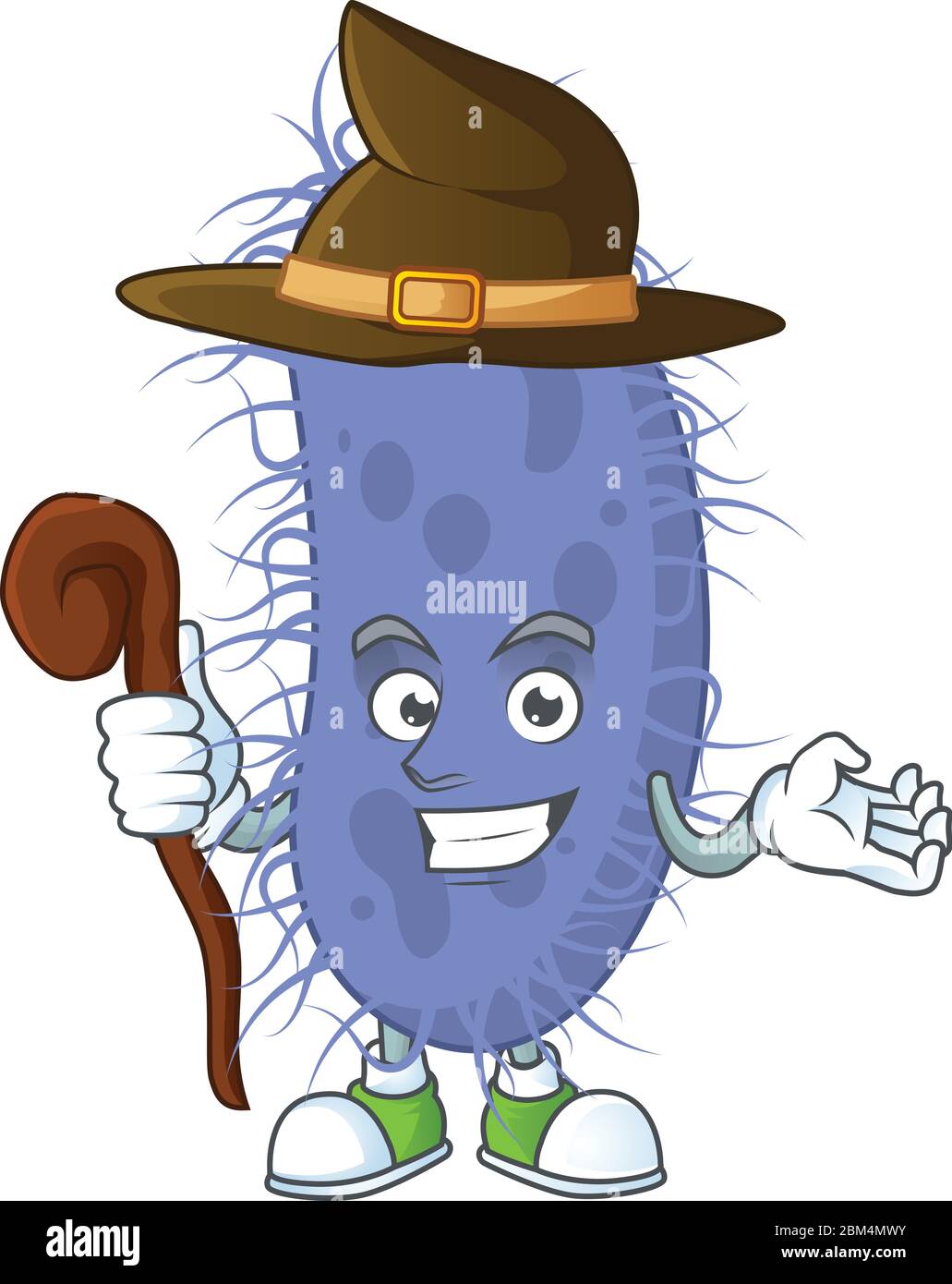 Cute and sneaky Witch salmonella typhi cartoon design style. Vector ...