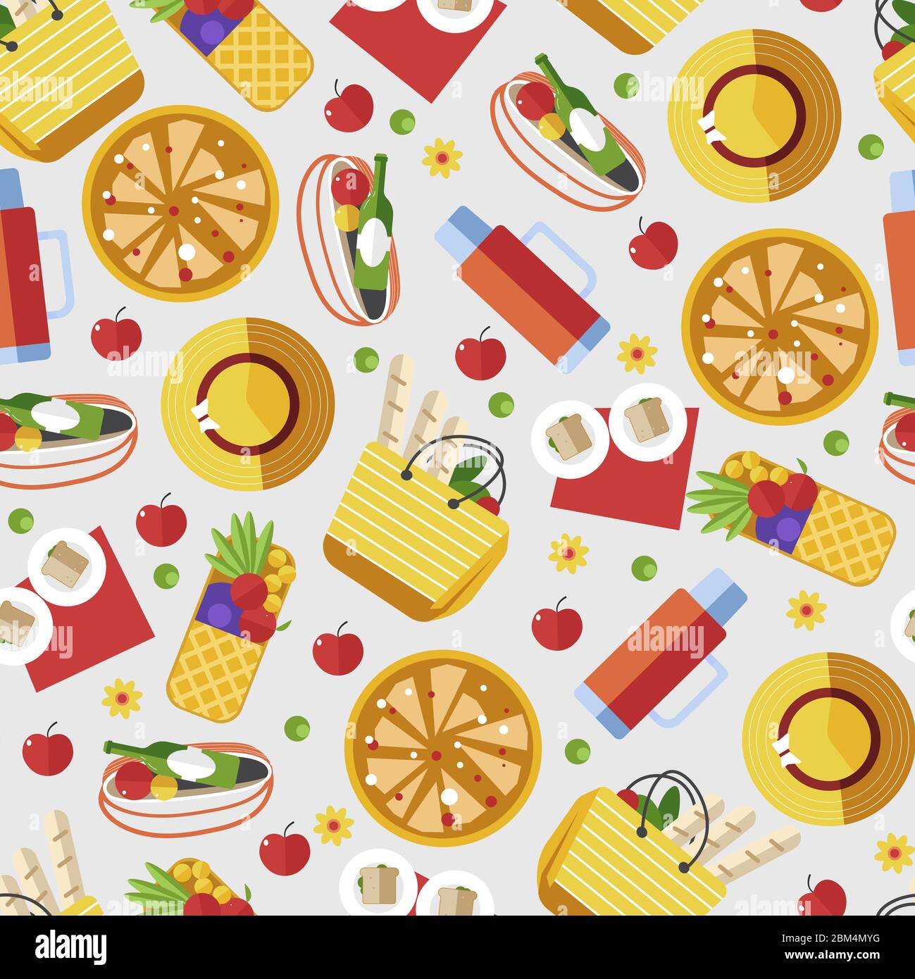 Food and snack for picnic dinner seamless pattern Stock Vector Image ...