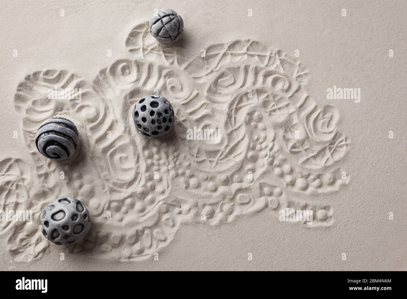 Sensory sand game. Modern zen garden concept. Top view Stock Photo - Alamy