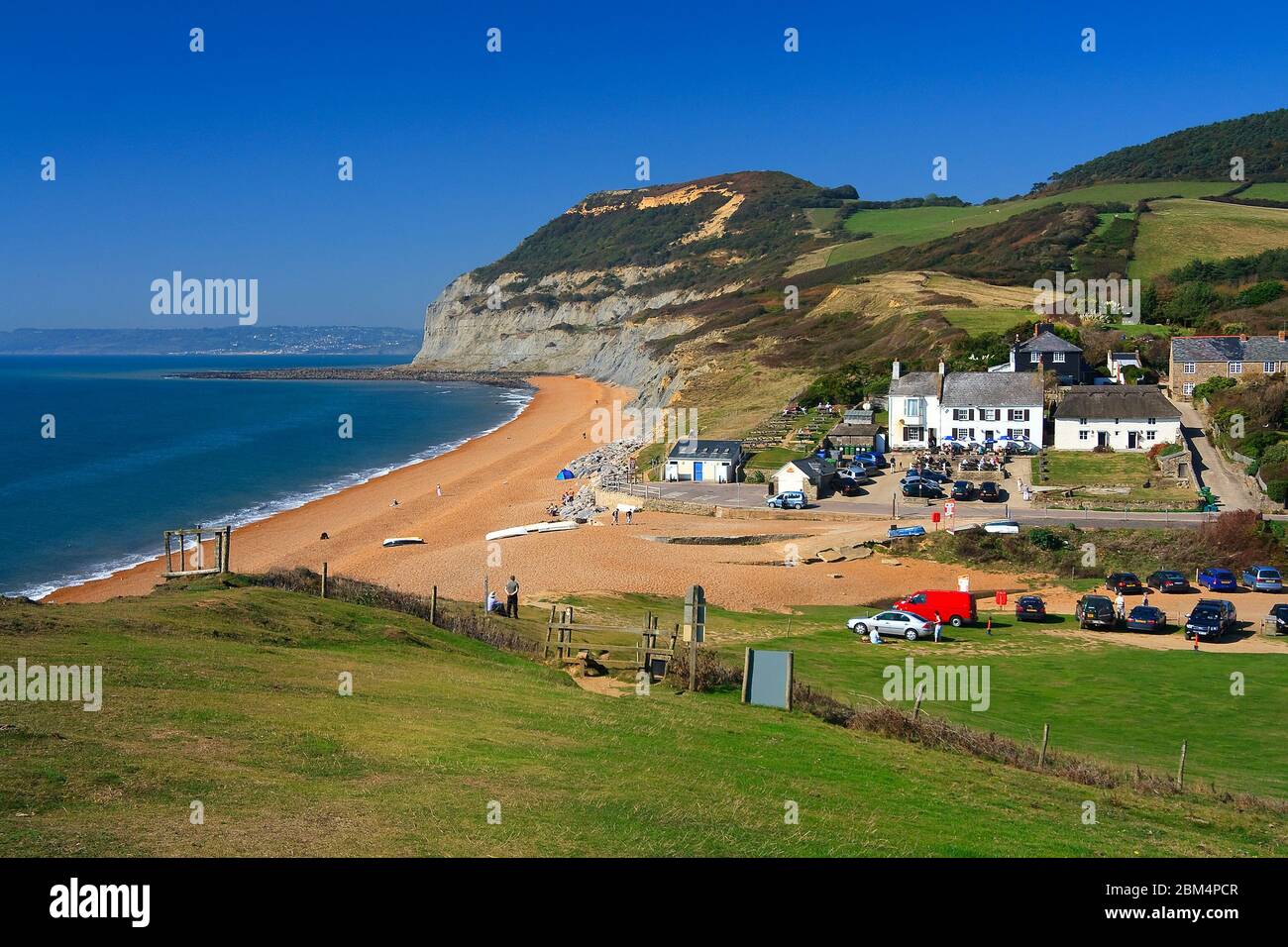 Summer day on the beach in Seatown, Dorset, UK Stock Photo - Alamy