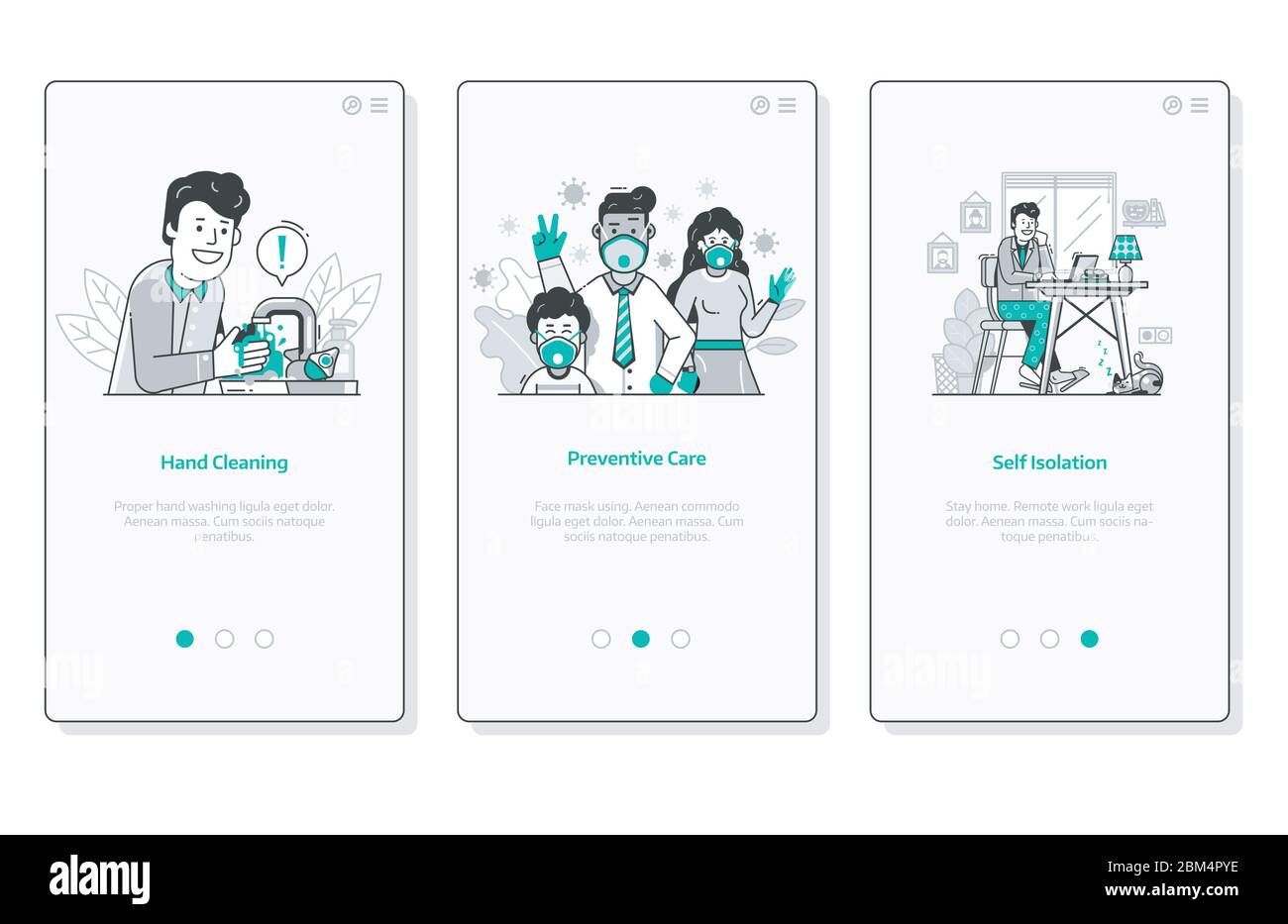 World Virus Pandemic UI Screens for Medical App Stock Vector Image ...