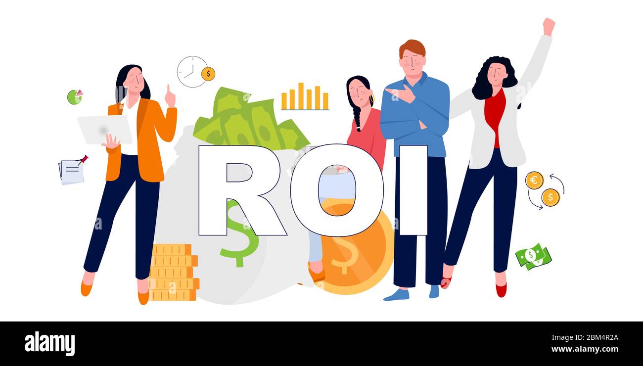 business people happy achieving Return on Investment get return. Vector ...
