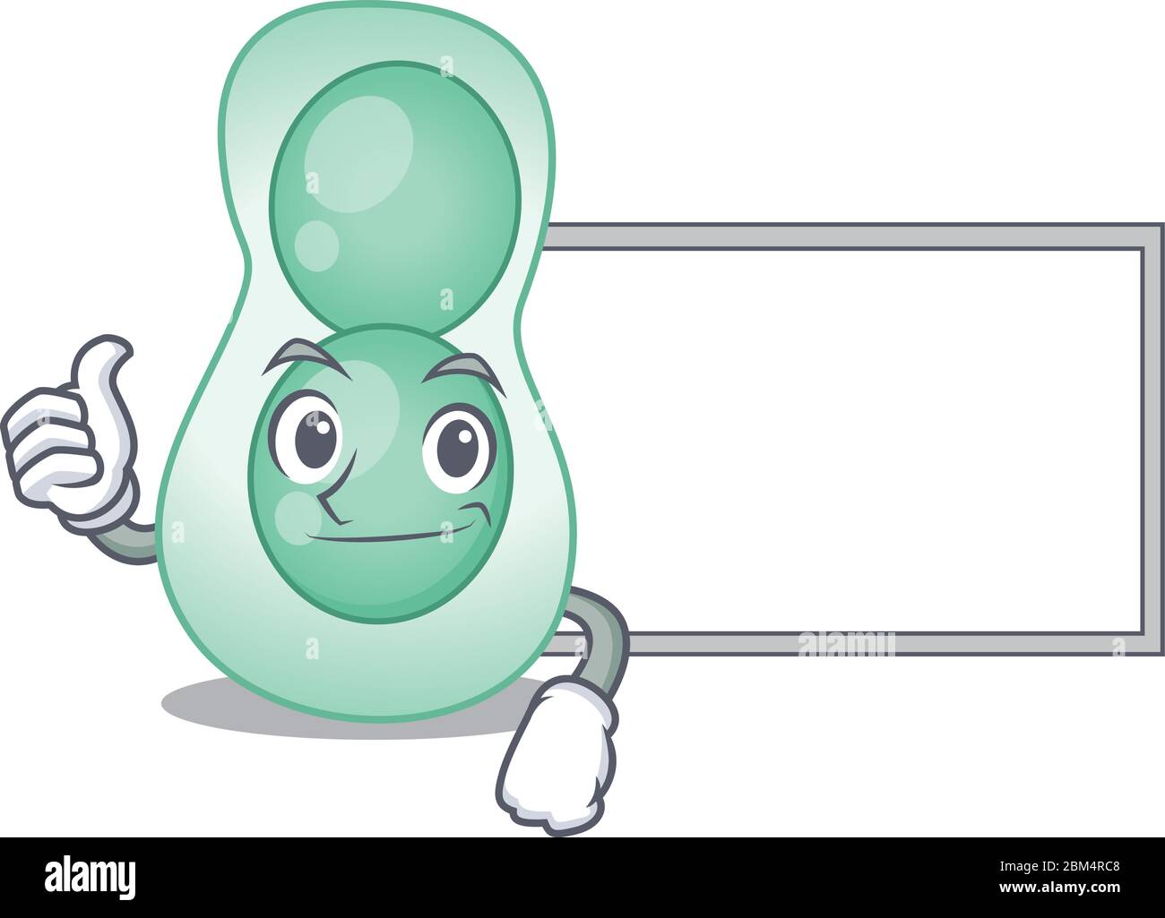 Humorous serratia marcescens cartoon design Thumbs up bring a white ...