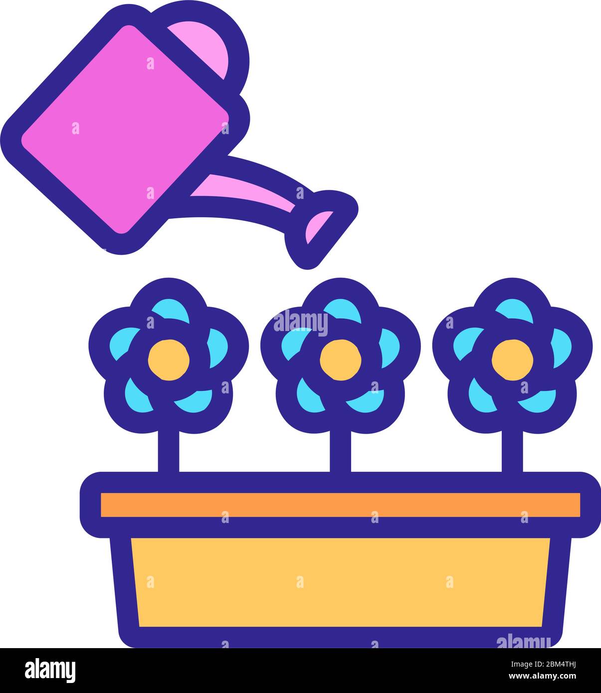 watering cans of flowers icon vector outline illustration Stock Vector ...
