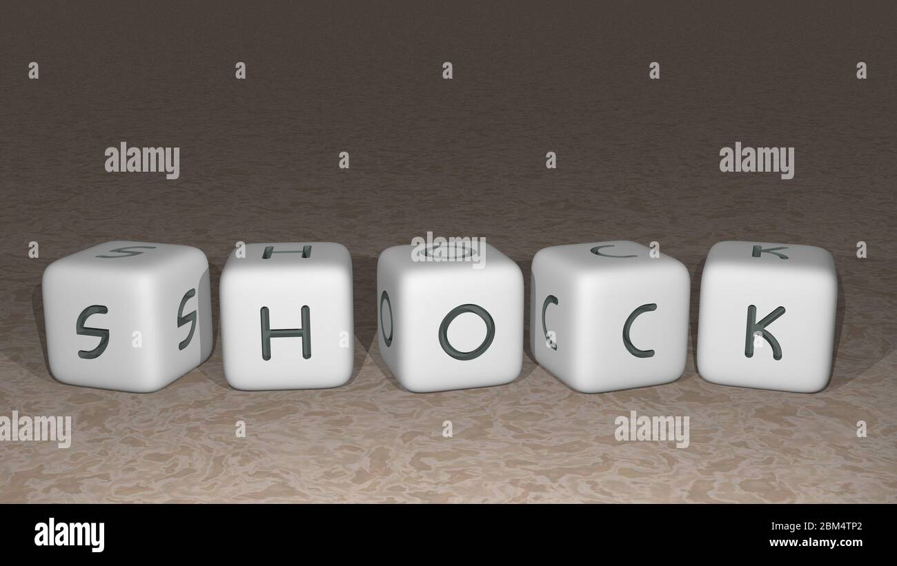 Shock built by dice letters and color crossing for the related meanings ...