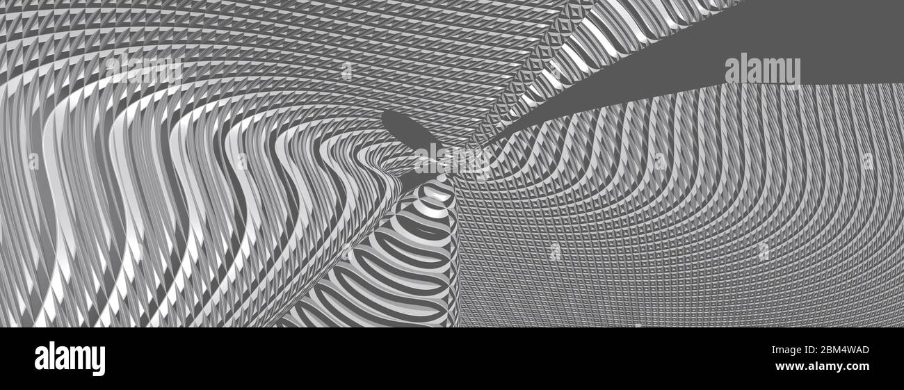 Ultra wide 3D abstract background of curved geometrical patterns of ...