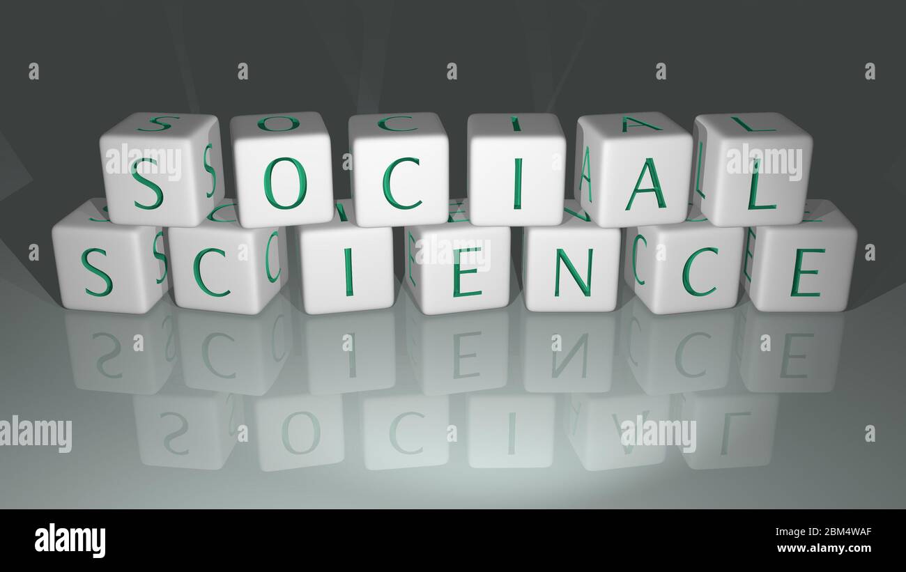 shiny Social science built by cubic letters from the top perspective ...